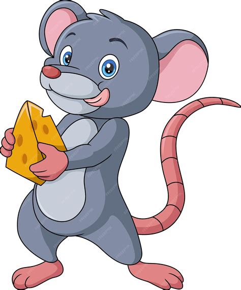 Premium Vector Cute Mouse Cartoon Holding Slice Of Cheese