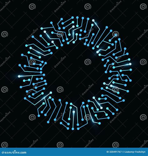 Circuit Board Circle Frame Abstract Digital Round Frame Hardware Board And Electronic