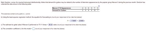 Solved Mark Gershon Owner Of A Musical Instrument Chegg