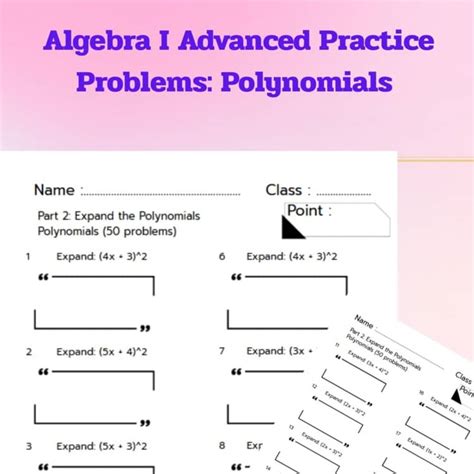 Algebra I Advanced Practice Problems Polynomials By Chiwden Tpt