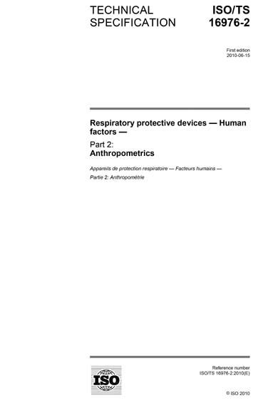ISO TS Respiratory Protective Devices Human Factors Part Anthropometrics