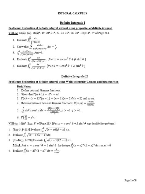 2questionlistdefiniteintegrals Pdf Area Integral