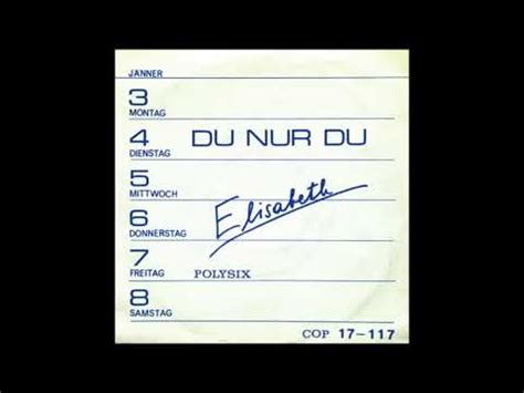 Elisabeth Du Nur Du Synth Pop Schlager Austria 1982 YouTube