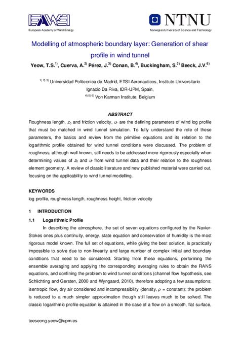 Pdf Modelling Of Atmospheric Boundary Layer Generation Of Shear