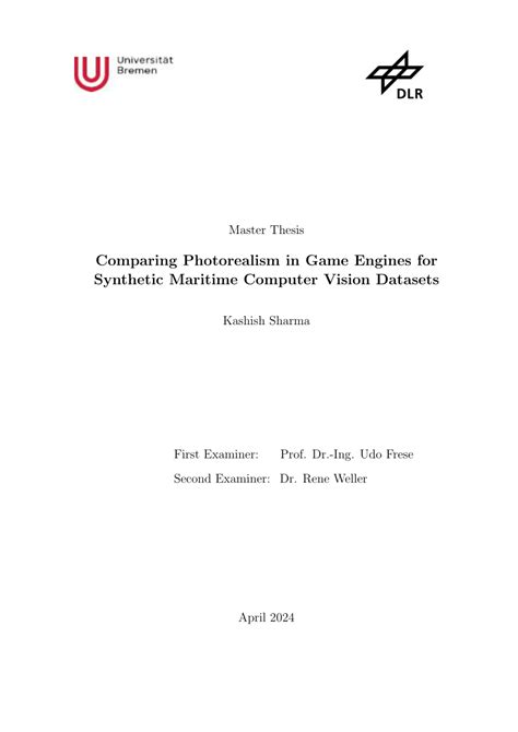 PDF Comparing Photorealism In Game Engines For Synthetic Maritime