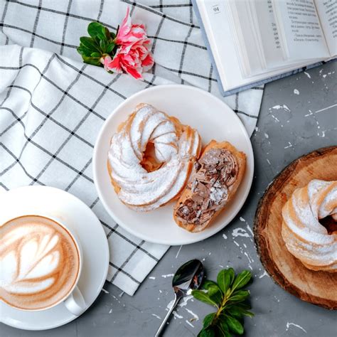 Free Photo | Fresh cappuccino with sweet delight