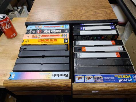 4 VHS Cassette Holder Storage With Tapes 1 Cassette Tape Storage Unit