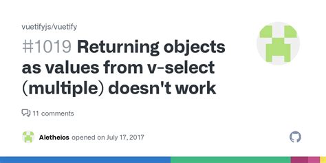 returning objects as values from v select multiple doesn t work