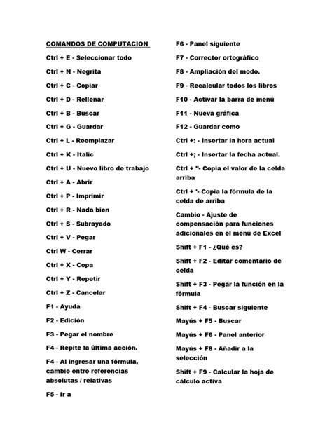 Comandos De Computacion Pdf Ventana Informática Informática