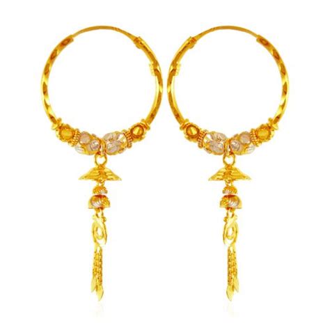 22k Gold Two Tone Hoop Earrings Ajer63647 22k Gold Two Tone Hoop
