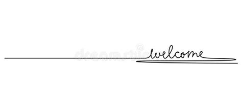 Continuous Single Line Word Welcome Stock Vector Illustration Of