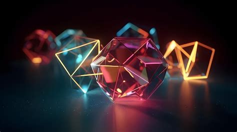 Premium Photo A Group Of Colorful Glass Cubes With Neon Lights On Them