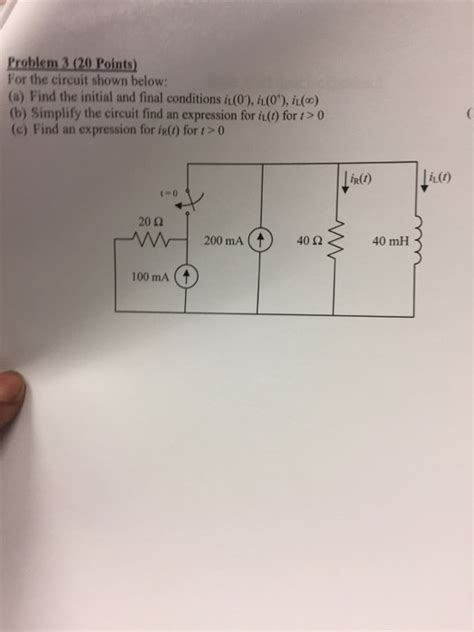 Solved For The Circuit Shown Below Find The Initial Und Chegg