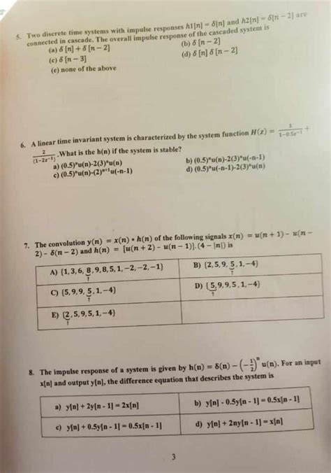 Solved 5 Two Discrete Time Systems With Impulse Responses