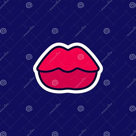 Lips Female Beautiful Mouth Sticker In The Cartoon Style Stock