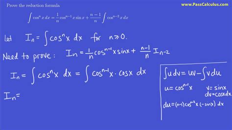 Calculus Reduction Formula For Powers Of Cosine Youtube