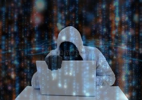 Light Grey Jumper Hacker With Out Face Doing Something On The Computer