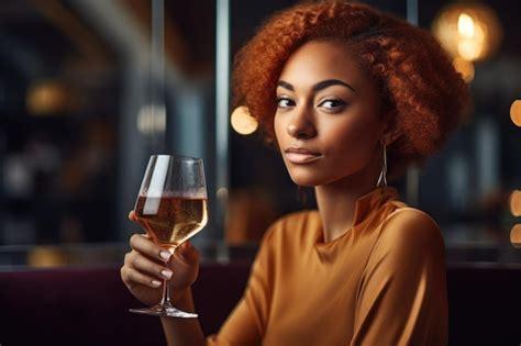 Premium Ai Image Shot Of A Beautiful Young Woman Enjoying A Glass Of