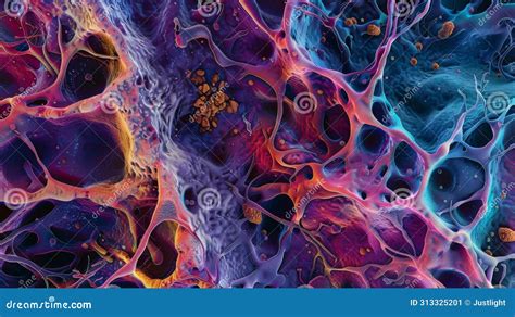 A Magnified Image Of A Neural Tissue Section Showcasing The Intricate Patterns Of Glial Cells