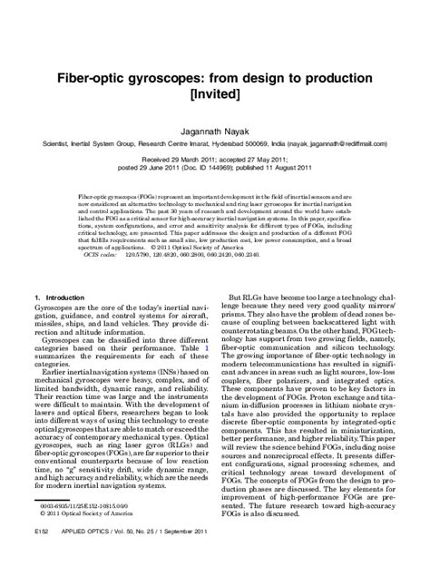Pdf Fiber Optic Gyroscopes From Design To Production