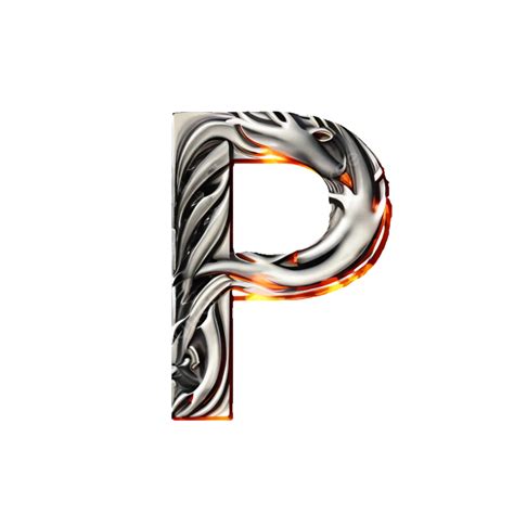 불 효과가 있는 금속 텍스트 P 알파벳 A부터 Z까지 P 알파벳 P 편지 화재 효과가 있는 Llic 텍스트 Png 일러스트