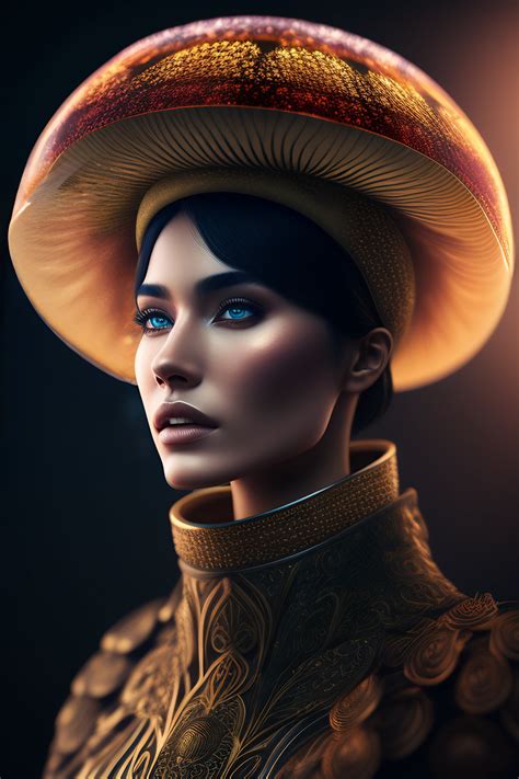 layered transparency of human inside with mushroom hybrid beautiful