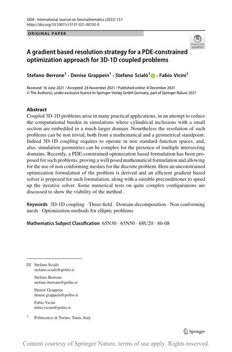 A Gradient Based Resolution Strategy For A Pde Constrained Optimization