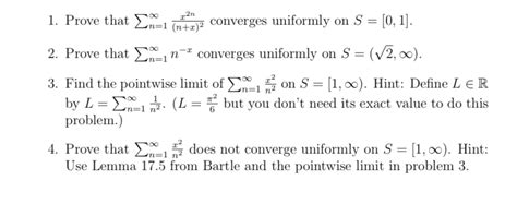 Solved Prove That ∑n1∞x2nnx2 ﻿converges Uniformly On