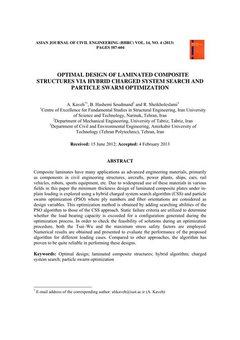 Pdf Optimal Design Of Laminated Composite Structures Via Hybrid
