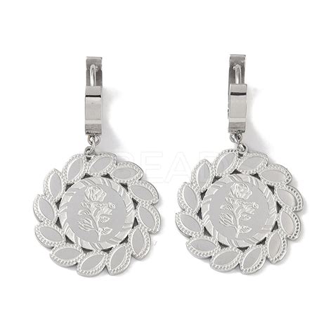 Wholesale Flower 304 Stainless Steel Dangle Earrings KBeads