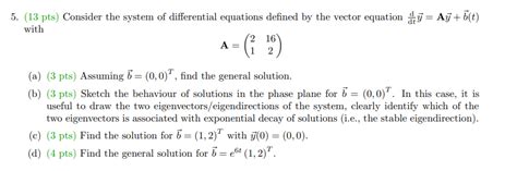 Pts Consider The System Of Differential Chegg