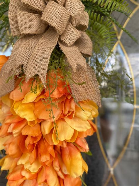 Carrot Swag Easter Wreath For Front Door Tulip Wreaths Etsy