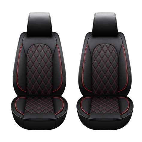 Lingvido Red Faux Leather Auto Seat Covers Automotive Interior Rhombu