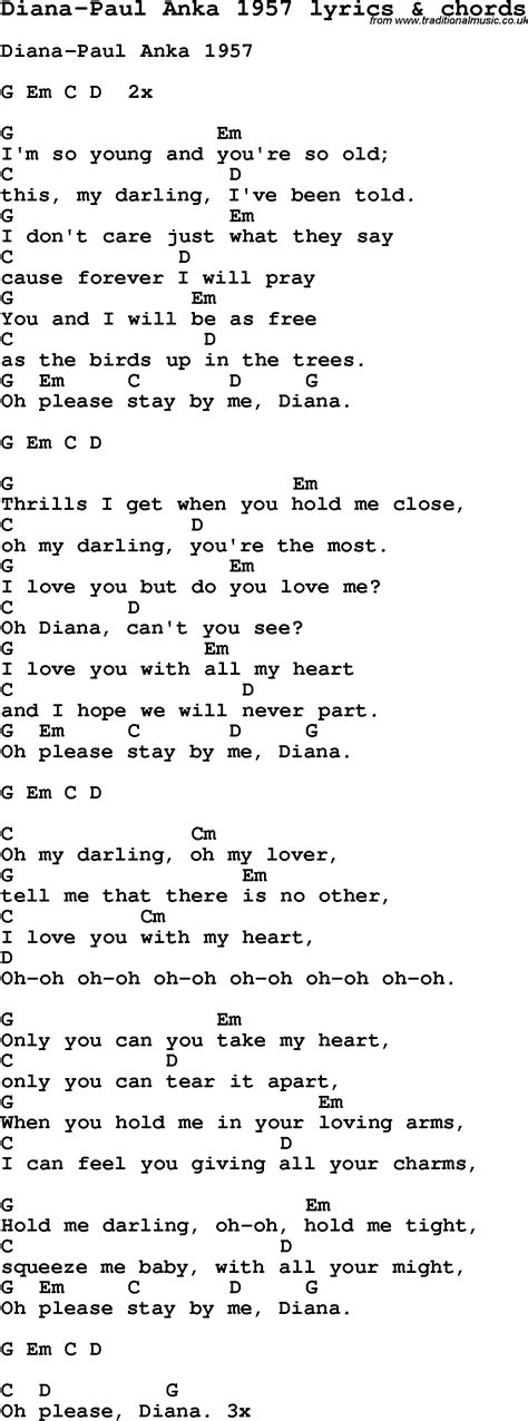 Love Song Lyrics Fordiana Paul Anka 1957 With Chords
