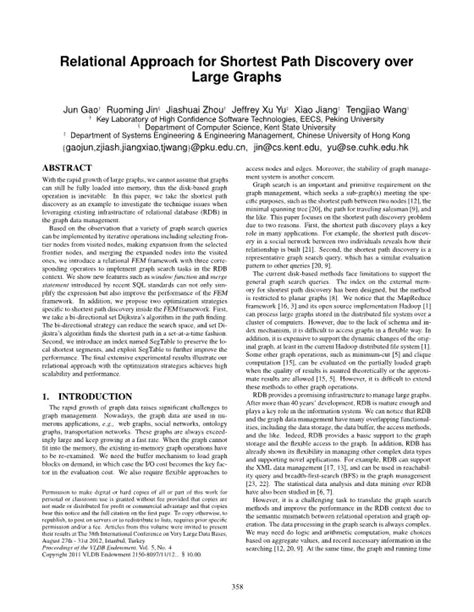 Relational Approach For Shortest Path Discovery Over Large Graphs Docslib