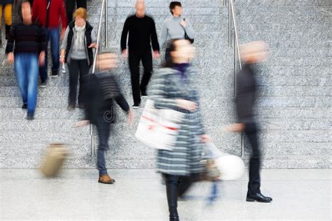 Commuters Walking Up Stairs Motion Blur Stock Image Image Of Crowd