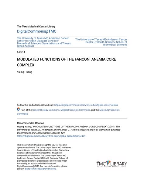 Modulated Functions Of The Fanconi Anemia Core Complex Docslib