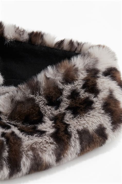 Лента за глава от пухкава материя Сиво бежов Леопардов принт ЖЕНИ Handm Bg