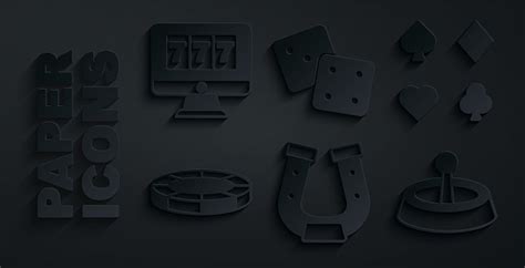 말굽 카드 놀이 데크 카지노 칩 룰렛 휠 게임 주사위 및 잭팟 아이콘이있는 온라인 슬롯 머신을 설정합니다 벡터 3차원 형태에 대한 스톡 벡터 아트 및 기타 이미지 Istock