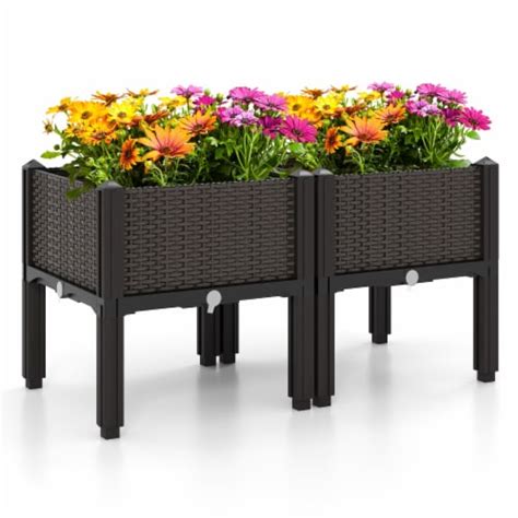 Slickblue 2 Set Elevated Plastic Raised Garden Bed Planter Kit For