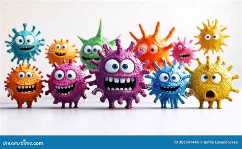 Cartoon Viruses And Bacteria Vector Set Microscopic Cell Bacterium