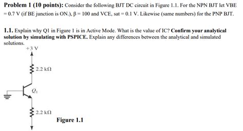 Solved Problem 1 10 Points Consider The Following BJT DC Chegg