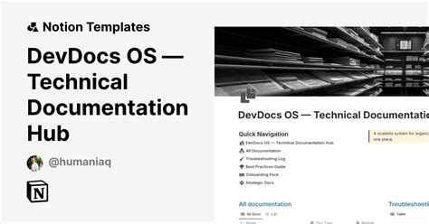 devdocs os — technical documentation hub template notion marketplace