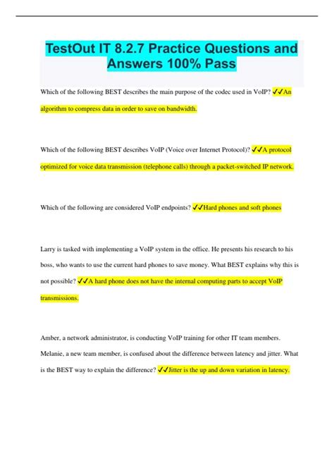 TestOut IT 8 2 7 Practice Questions And Answers 100 Pass TestOut IT 8 2 7 Stuvia US