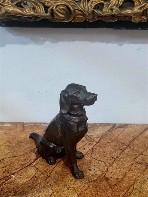 Proantic Sculpture Bronze Chien Fin XIX Eme Debut XX Eme