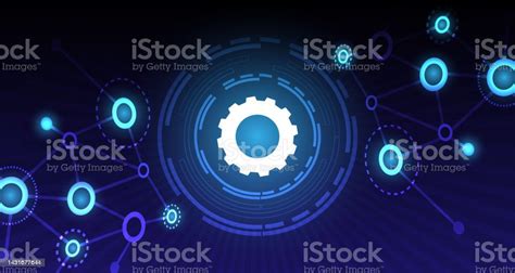 벡터 일러스트레이션 기어 과학 배경의 추상 기술 기하학적 모양의 미래 지향적 인 인터페이스 에피소드4 It 지원에 대한 스톡