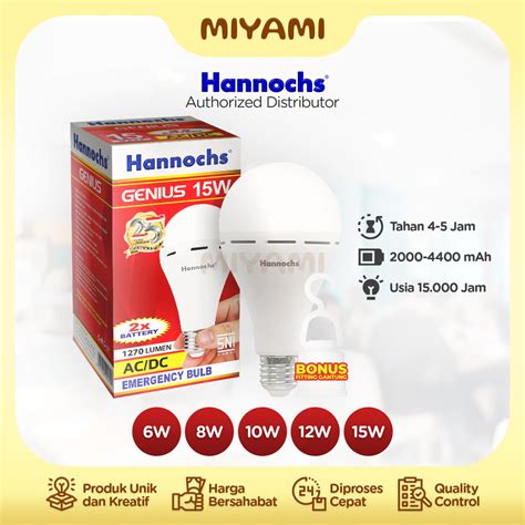 Jual Hannochs Genius Lampu Bohlam Emergency LED 6W 8W 10W 12W 15W