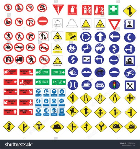 All Collection Warning Mandatory Prohibition Information Stock Vector