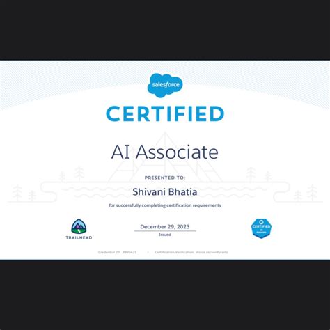 Shivani Bhatia On Linkedin Salesforce Aiassociate Certificationachieved Slalom…