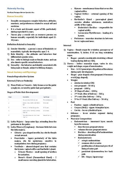 MCN RP Gudluck Maternity Nursing The Royal Pentagon Review Specialist Inc Human Sexuality